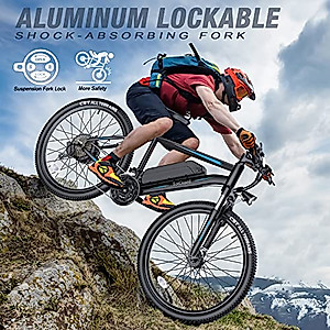TotGuard Electric Bike, Electric Bike for Adults, 26" Ebike 350W Adult Electric Bicycles, 19.8MPH Electric Mountain Bike, 36V 10.4Ah Battery, Suspension Fork, Shimano 21 Speed Gears
