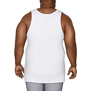 Fruit of the Loom Men's Sleeveless Tank A-Shirt, Tag Free & Moisture Wicking, Ribbed Stretch Fabric, Big Man-6 Pack-White, 4X-Large