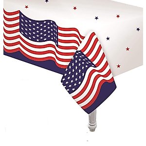 Oojami Stars and Stripe Patriotic Party Table Cover 108x54 Inches Pack of 3