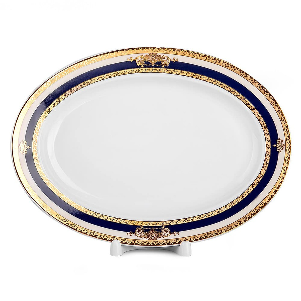 THUN Porcelain Dish Marie Antoinette Porcelain Serving Oval Dish for Fish Porcelain Dinner Platter for Appetizers Oval Serving Plate (9.45" (24 cm))