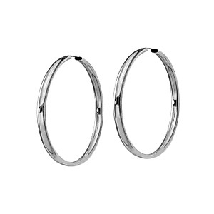 Galaxy Gold GG 14k Solid White Gold Endless Loop Hoop Timeless Earrings 2 mm Gauge/Thickness Available in Multiple Diameters - Segment Septum Lip Nose Round Hoop Tragus Helix Cartilage (0.55 Inch)