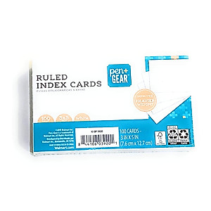 Pen + Gear Ruled Index Cards, 3" x 5", 100 Count
