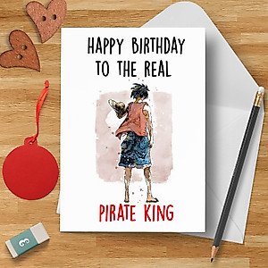 The Real Pirate King Birthday Card | Anime Greeting Card | Anime Gifts | Birthday Gift for Anime Fan | Blank Card