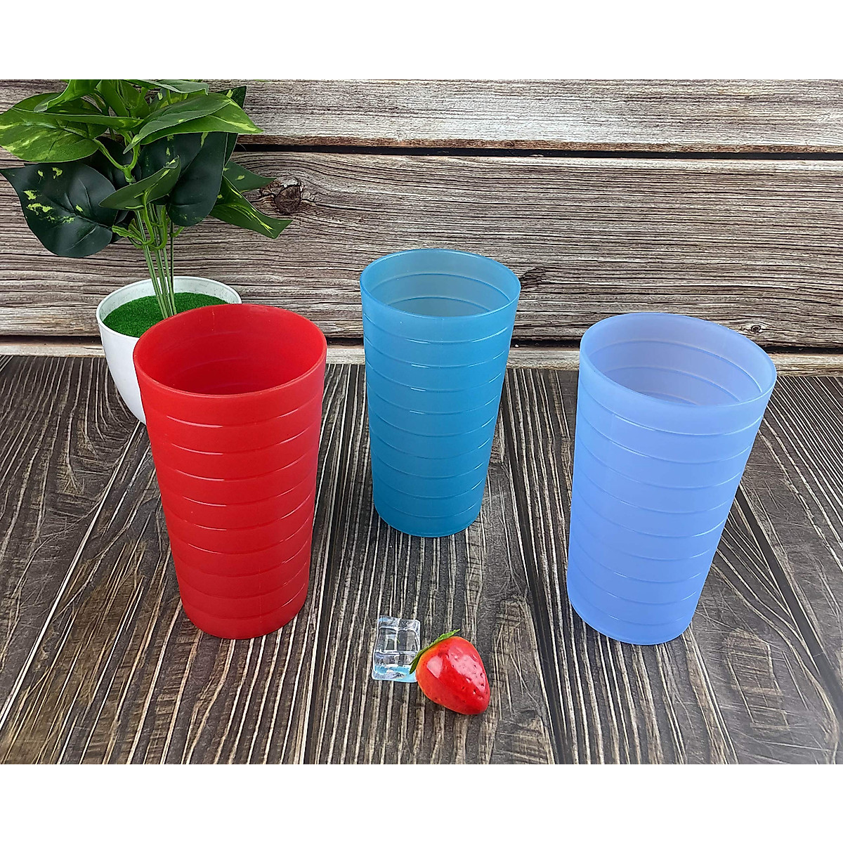 YUYUHUA 22-ounce Plastic Tumblers Unbreakable BPA Free Dishwasher Safe Set of 12 in Multicolors Reusable Drinking Cups