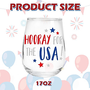 Whaline 3Pcs Patriotic Stemless Wine Glasses 17oz American Flag Glasses Tumbler Cups Drinking Glasses Independence Day Party Cups for 4th of July Supplies Kitchen Decor Gifts