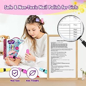 Kids Nail Polish Set for Girls - Nail Art Kit for kids Ages 7-12 - Girls Toys 8-10 - Non Toxic Nail Polish, Girls stuff for Spa,Manicure,Birthday Gifts Toys for Girls Age 6 7 8 9 10 12 Years