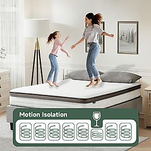Z-hom Twin Mattress Bed in a Box, 10 Inch Cooling Memory Foam Spring Mattress Twin Size, Hybrid Innerspring Mattress Twin, Medium Soft Twin Mattresses for Silent Sleep, White
