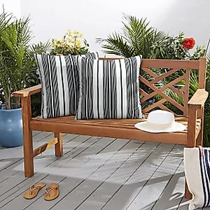 Black and White Striped Outdoor Pillow Cover, Outdoor Pillow Covers 18x18 Waterproof Set of 2, Decorative Throw Pillow Cover for Outside Patio Furniture Garden (No Inserts)