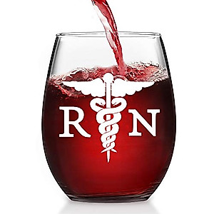 Nurse Stemless Wine Glass, RN and Good Day Bad Day Don’t Ask Wine Glass for Her Him Nurse Registered Nurse New Nurse, Unique Gift for Nurses Week Graduation Birthday, 15 Oz