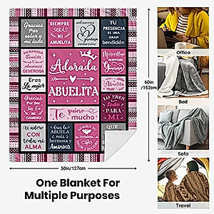 Solzien Abuela Gifts Blankets 50" X 60", Abuelita Gifts, Regalos para Abuela, Thoughtful Gifts for Grandma from Granddaughter, Grandmother Gift, Best Grandma Gifts for Birthday, Gifts for Grandmother