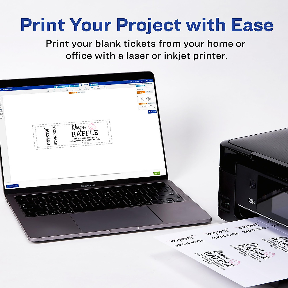 Avery Printable Tickets, 2-1/8" x 5-1/2", Laser/Inkjet, 200 Tickets, Great for Raffle Tickets (16431)
