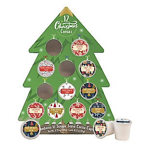 Christmas Cocoa Gift 12 Single Serve Keurig Compatible K CUPS Hot Chocolate Pods Advent Calendar For Adults or Kids Assortment- Holiday Cocoa Gift Box Set - Best Xmas Present Idea/Stocking Stuffer (Hot Chocolate)