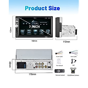 Apple CarPlay Head Unit Single Din Touchscreen Car Stereo with Bluetooth and Backup Camera 7 Inch Car Radio with Android Auto Mirror Link USB Charging & FM AUX TF