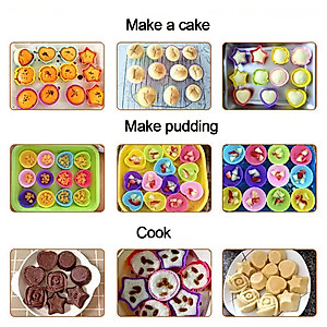 12PCS Silicone Mini Reusable Muffin Baking Cup Small Cupcake Holders Random Color Silicone Cupcake Liners Pastry Dessert Cups Nonstick Liner Molds for Making Muffin Chocolate Bread(Square)