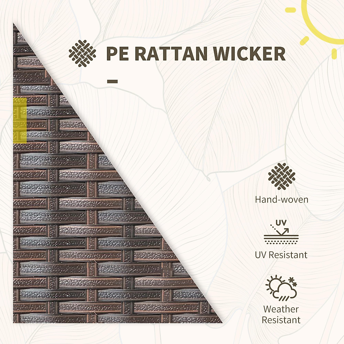 Outsunny 4 Piece Patio Furniture Set with 2 Chairs, Loveseat Sofa, Wood Table, Rattan Motifs, Tufted Cushions, Outdoor Conversation Set for Backyard, Lawn and Pool, White