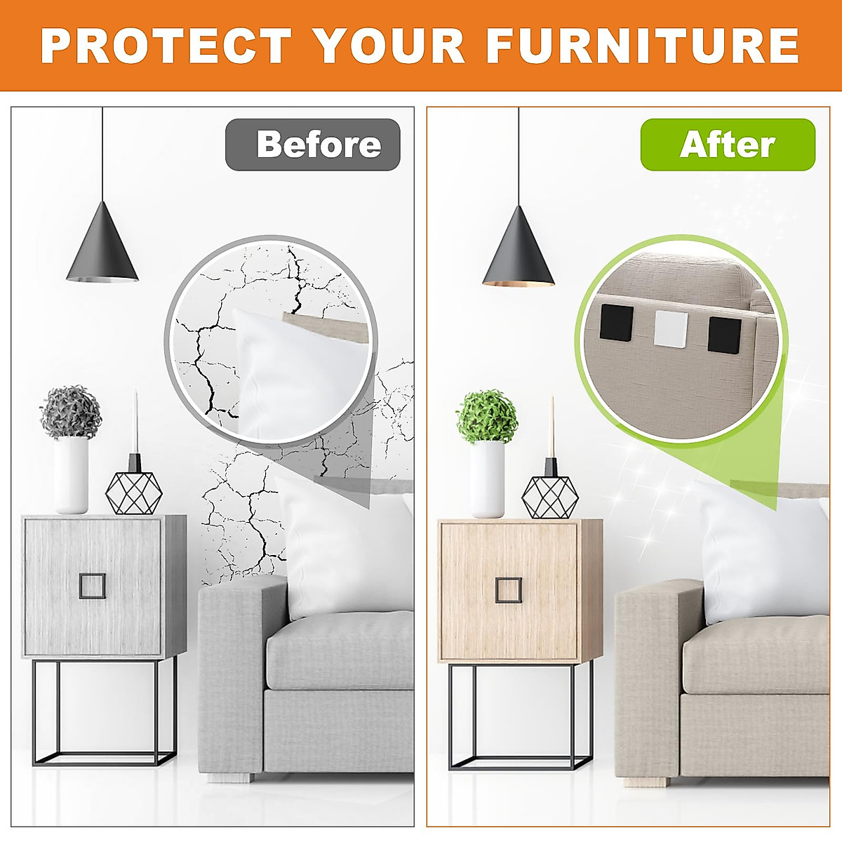 Anti Shake Headboard Stoppers for Wall, 20Pcs Wall Protector from Furniture, Bed Noise Stoppers, Headboard Bumpers to Prevent Hitting Wall,Square EVA Headboard Stabilizer Pad(Black+White)