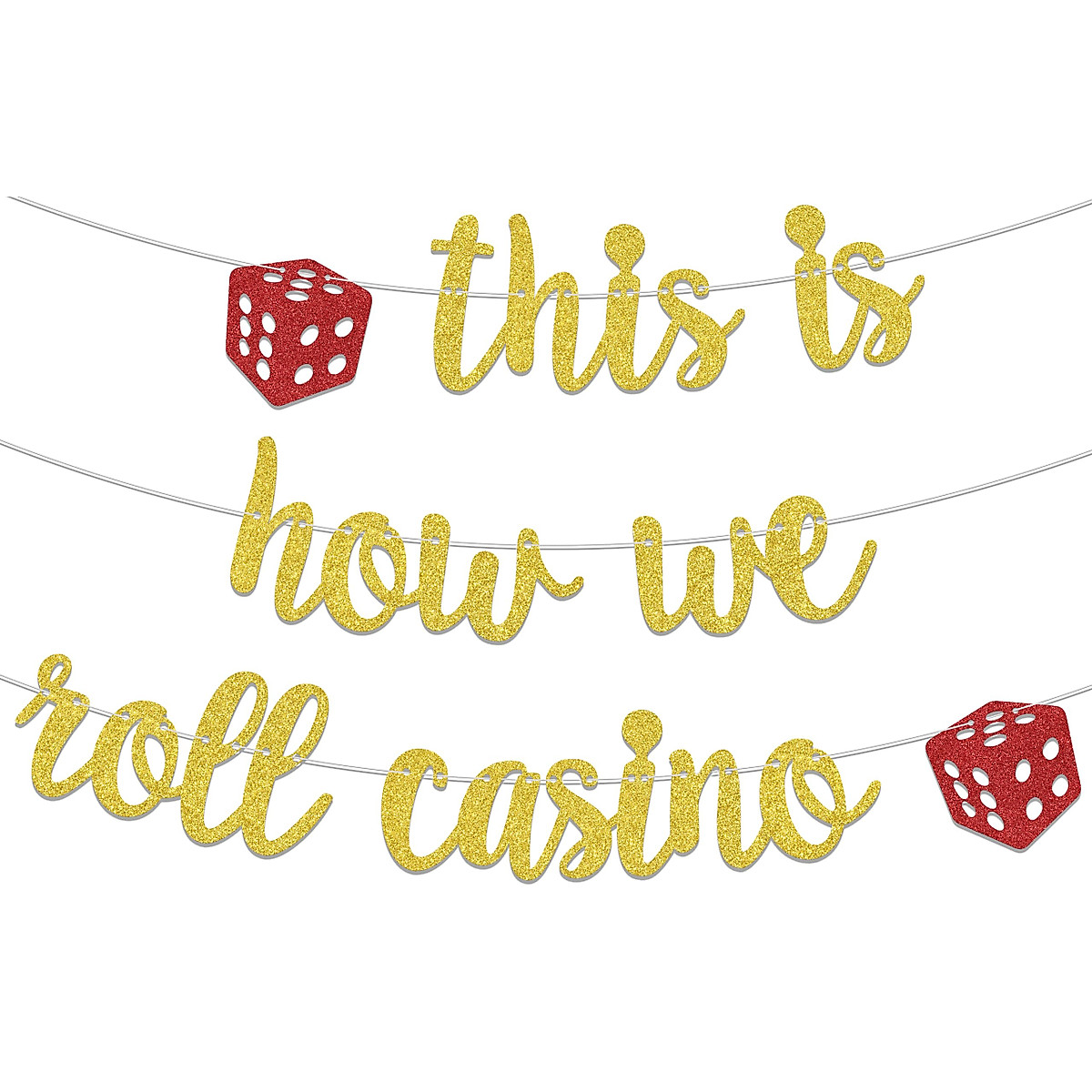 This Is How We Roll Casino Banner, Casino Theme Party Decorations, Vegas Bridal Shower Decorations, Poker Game Night Birthday Supplies Gold Red