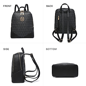 MKP Women's Fashion Medium Backpack Purse Set - 2Pcs PU Leather Shoulder Bag with Double Zipper for Travel and Daily Use