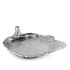 Arthur Court Designs Aluminum Metal Thanksgiving Turkey Large Heavy Serving Tray/Platter - Full Turkey Tray - Holiday Platter 24 inch x 18 inch x 7.5 inch