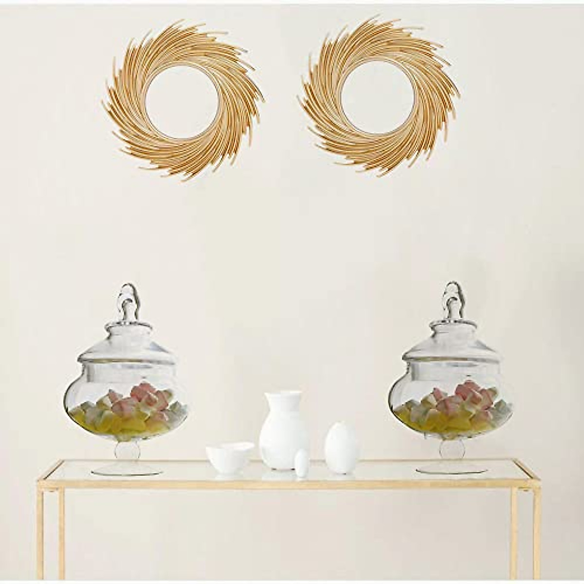 Livejun Glass Apothecary Jars Clear candy Buffet Display Small Elegant Storage Jars Decorative cookies Storage Clear Glass Canisters for Kitchen Wedding Party Set of 2