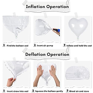 Black White Heart Balloons, 18 Inch Black and White Heart Balloons Large Black White Heart Shape Mylar Balloons Black and White Helium Foil Balloons for Wedding Birthday Graduation Engagement