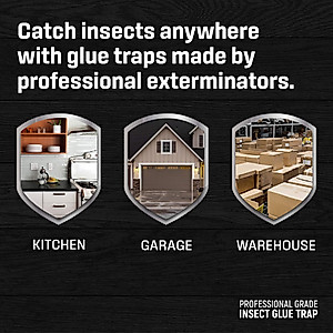 Exterminator’s Choice - Peel and Stick Glue Traps - Professional Quality Covered Glue Sticky Traps - Easy Pest Control for Ants, Roaches, Crickets, Spiders, Beetles and More - Includes 10 Traps