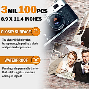 Everest Thermal Laminating Sheets, 8.9 x 11.4 Inches, 3 Mil Thick, 100/200 - Pack, Non-Toxic Material and Adhesive, Letter Size Laminated Pouches for Documents and Photos, Clear (3 Mil, 100, Pack)