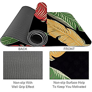 Yoga Mat, Yoga Mats for Home Workout, Workout Mat, Exercise Mats, Pilates Mat, Color Leaves Pattern