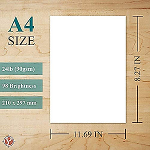 A4 Premium Bright White Paper – Great for Copy, Printing, Writing | 210 x 297 mm (8.27" x 11.69") | 24lb Bond / 60lb Text (90gsm) | 250 Sheets per Pack