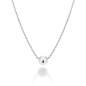 Miabella 925 Sterling Silver or 18Kt Yellow Gold Over Silver Italian 5mm Slide Bead Ball Pendant Necklace for Women Chain Made in Italy (Length 18 Inches, sterling silver)