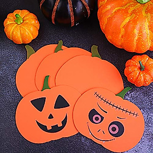 Aneco 18 Sets Halloween Foam Pumpkin Craft Kit DIY Halloween Arts Foam Pumpkin with Pumpkin Expression Stickers for Halloween Fun Home Activities