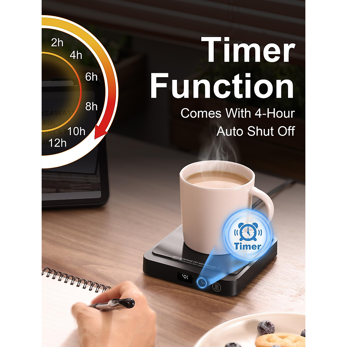 Rigstne Coffee Mug Warmer - 20W Portable Mug Warmer for Desk, Coffee Cup Warmer with Auto Shut Off, Candle Warmer Plate for Travel, Office and Home, Black (No Cup)