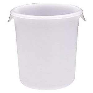 Rubbermaid Commercial Products Plastic Round Food Storage Container for Kitchen/Food Prep/Storing, 4 Quart, White, Container Only (FG572100WHT)