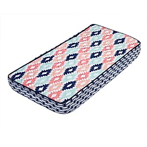 Bacati - Emma Aztec Kilim Coral/Mint/Navy Quilted Changing Pad Cover