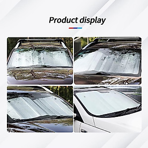 QODOLSI Pack-1 Car Windshield Sunshade, 51.1" x 23.6" Front Windshield Sunscreen Heat Shield, Front Window Sun Protector Cover, Universal for Auto SUVs UV Rays & Sun Heat Interior Protector (Silver)