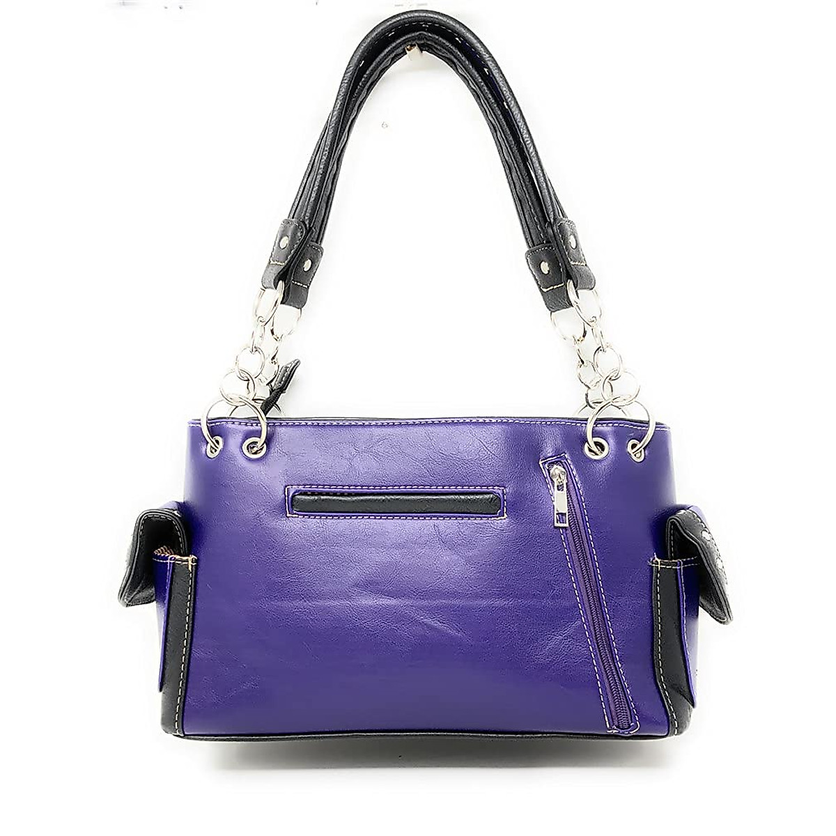 Western Wolf Dream Catcher Embroidery Feather Conceal Carry Women Handbag Purse in 5 colors (Black Wallet)