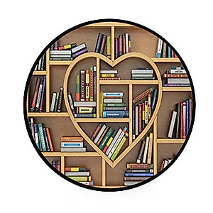 ALAZA Bookshelf Library Back to School Round Area Rug for Living Room Bedroom 3' Diameter(92 cm)