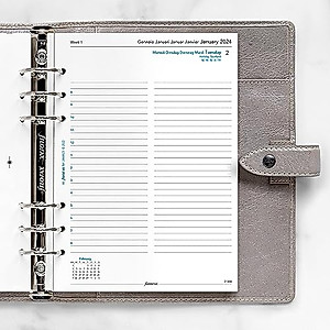 Filofax Calendar Diary Refill, A5 Size, Day on One Page with Appointments, White Paper, Multilingual: Five Languages, 2024 (C68515-24)
