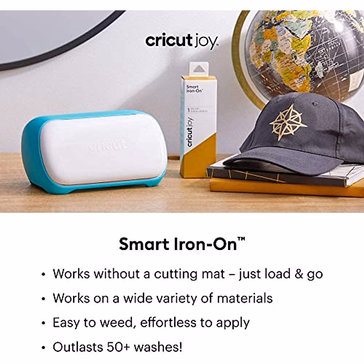 Cricut Joy Smart Glitter Iron On, (5.5 in x 19 in) HTV Iron On Vinyl Roll for DIY Projects, Smooth Matless Cutting, All Surface Applicable, Washable HTV for Stickers & Home Decor, Silver