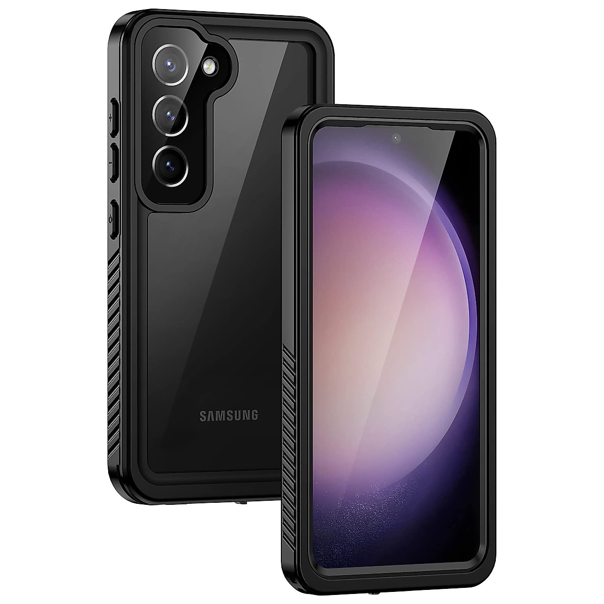 Lanhiem Samsung Galaxy S23+ Plus Case, IP68 Waterproof Dustproof Case with Built-in Screen Protector, Rugged Full Body Shockproof Protective Cover for Galaxy S23 Plus 6.6 Inch, Black/Clear