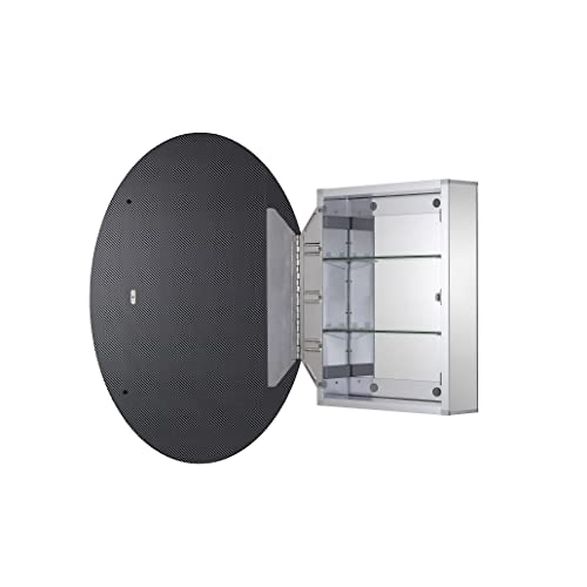 Croydex Davenport Oval, Recessed or Surface Mount, Hang 'n' Lock Easy Installation Medicine Cabinet, 21W x 31H, Aluminum