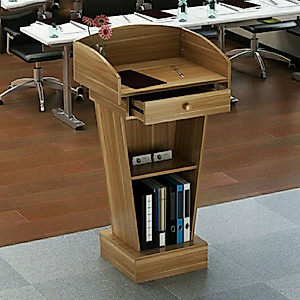 Lectern Square Lectern Wooden Conference Table Standing Lectern with Open Storage Laptop Desk Teacher Podiums Simple Podium Stand