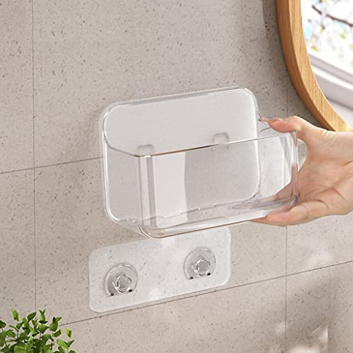 SANTREST 2 Pack Shower Caddy Drill-Free Sticky Shower Shelf Storage Basket for Shampoo & Toiletries, Kitchen Bathroom Bedroom Organizer