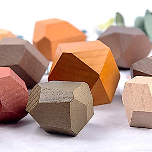 Gupgi Wooden Building Blocks Set Lightweight Natural Balancing Blocks Colored Wooden Stones Stacking Game Rock Blocks Educational Puzzle Toy (12pcs, More Large)