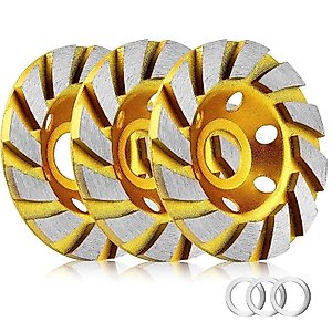 3pcs-4 Inch Concrete Stone Ceramic Turbo Diamond Grinding Cup Wheel,12 Segs Heavy Duty Angle Grinder Wheels for Angle Grinder(Yellow)