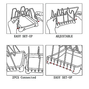 Pot Lid Organizer 2 PCS for Kitchen Cabinet Pantry and Bakeware Organizer Rack Holder， White