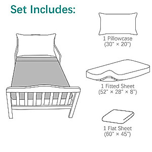 Biloban 3-Piece Toddler Sheet Set for Girl, Toddler Bedding Set Microfiber Includes Crib Mattress Sheet, Flat Sheet and Envelope Pillowcase, Silky Soft, Breathable and Lightweight, Pink