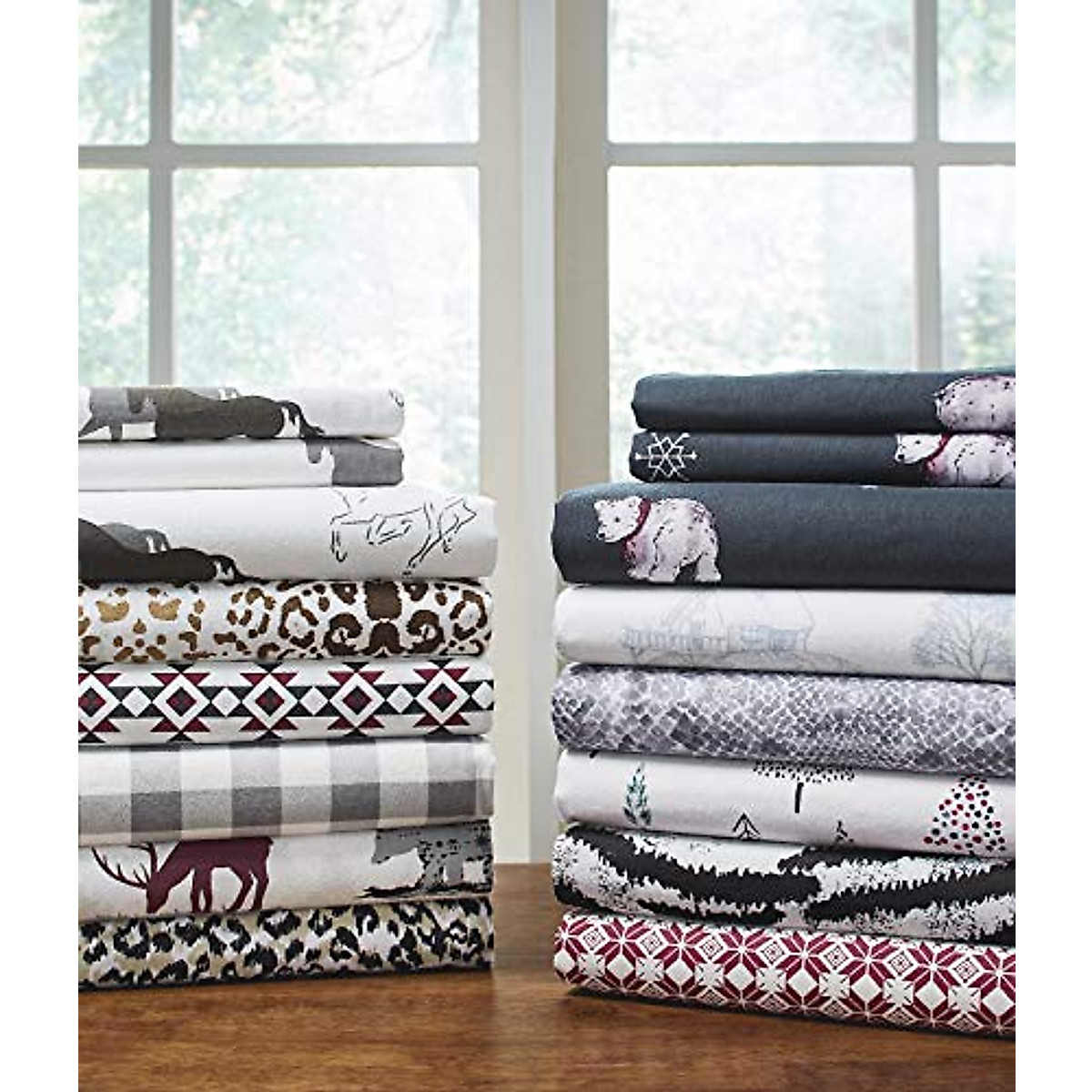 Pointehaven 180 GSM 100% Cotton Flannel Sheet Set - Queen, Scenic Toile Blue - Warm & Cozy - Pre-Shrunk -Deep Pockets - Elastic All Around-Comfy Double Brushed