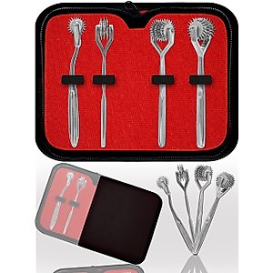 VISION TEK MED Wartenberg Neuro Pinwheel Diagnostic Instrument Sensory Wartenberg Pinwheel 1,3.5,7 Head Strong Wheel Stainless Steel Nerve Tester (Set of 4 (1,3,5,7 Head)) (Silver)