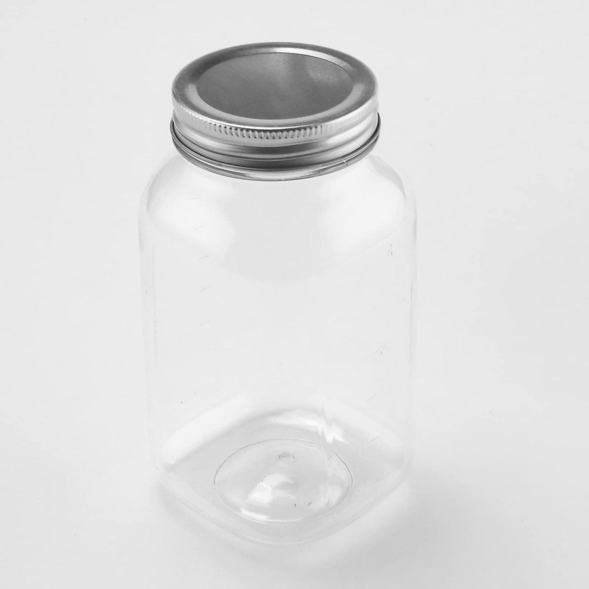 novelinks 32 OZ Clear Plastic Mason Jars with Lids - Dishwasher Safe Plastic Mason Jars 32 OZ Plastic Jars with Lids for Kitchen & Household Storage (6 Pack) (Silver)